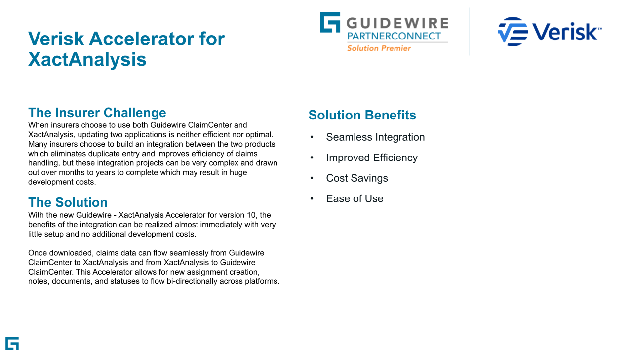 Verisk Accelerator XactAnalysis Property Estimating for ClaimCenter 10