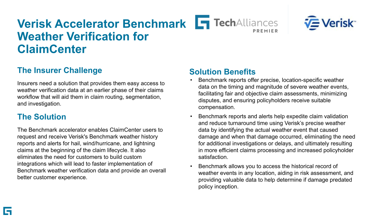 Verisk Accelerator Benchmark Weather Verification for ClaimCenter