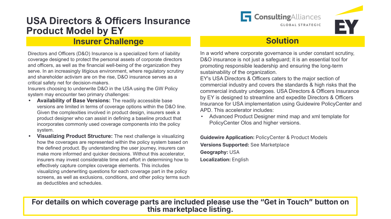 USA Directors & Officers Insurance Product Model by EY