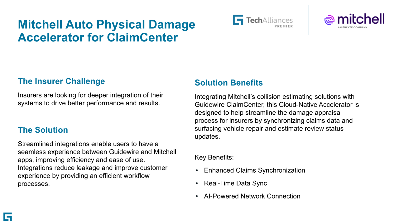 Mitchell Auto Physical Damage Integration for ClaimCenter