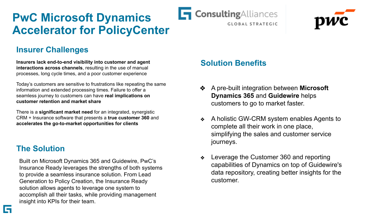 PwC Accelerator for Microsoft Dynamics 365 for InsuranceSuite