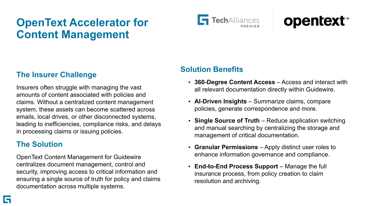 OpenText Accelerator for Content Management for ClaimCenter