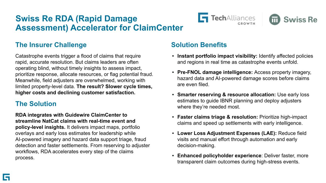 Swiss Re Rapid Damage Assessment (RDA) Accelerator for ClaimCenter