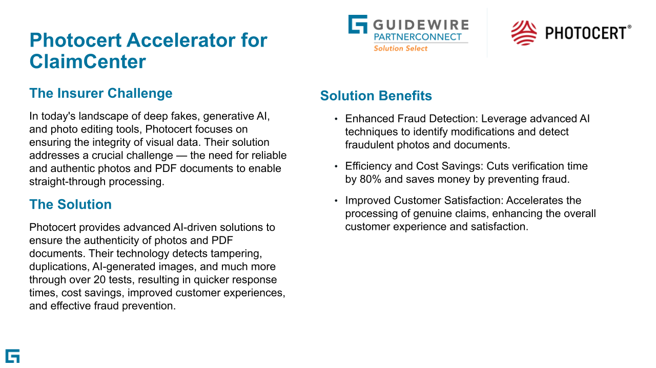 Photocert Accelerator for Photo & PDF Tampering Analysis for ClaimCenter