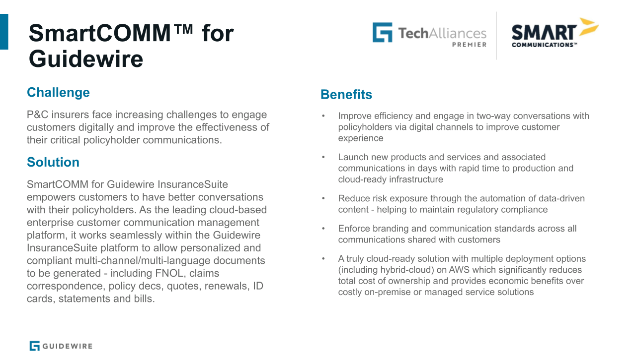 Smart Communications SmartCOMM™ Integration for PolicyCenter